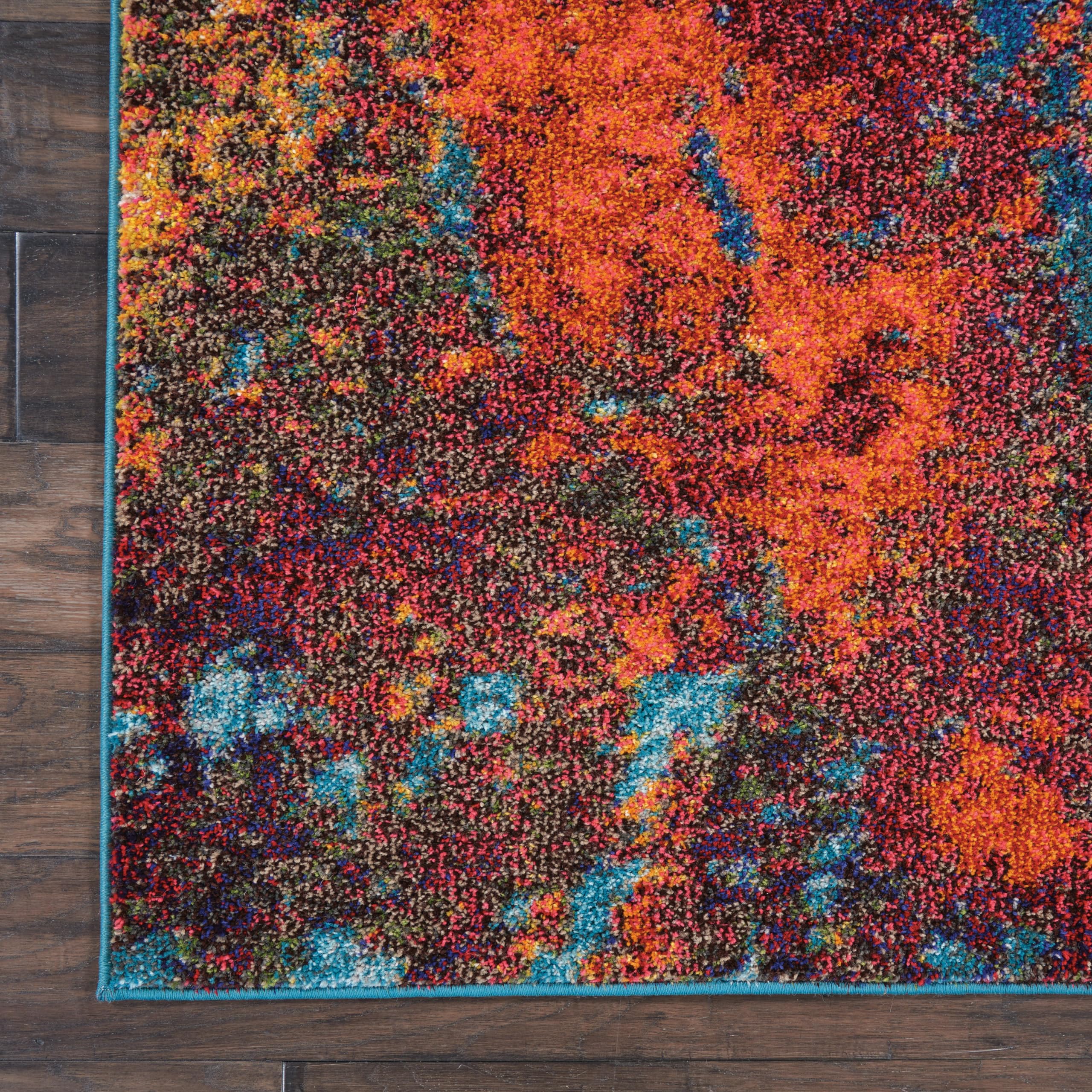 Nourison Celestial Red/Blue Atlantic 7'10" x 10'6" Area -Rug, Contemporary, Abstract, Easy -Cleaning, Non Shedding, Bed Room, Living Room, Dining Room, Kitchen, (8' x 11')
