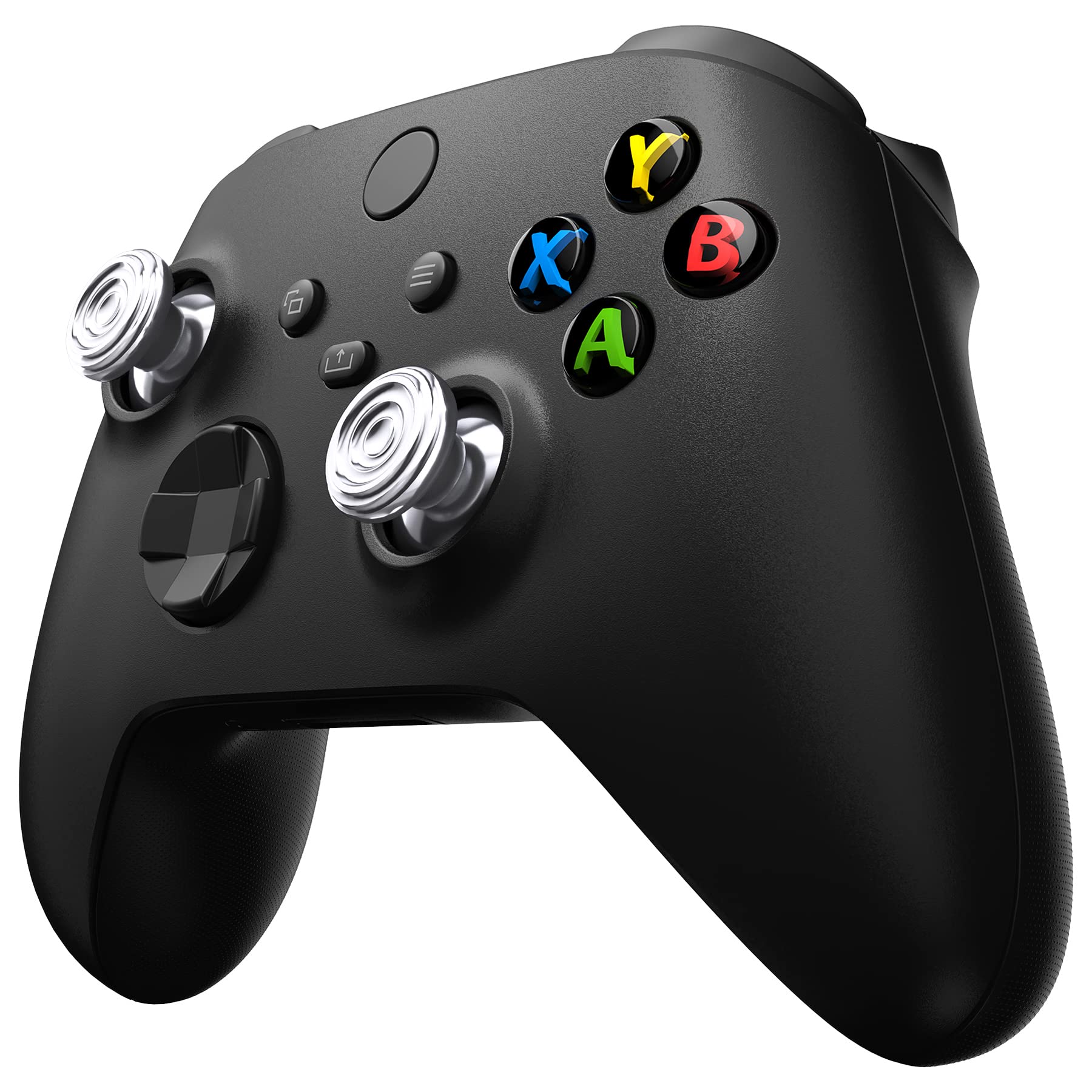 eXtremeRate Custom Silver Metal Thumbsticks for Xbox Series X/S Controller, Concentric Circles Aluminum Alloy Analog Stick for Xbox One S/X, Replacement Joystick for Xbox One Standard Elite Controller