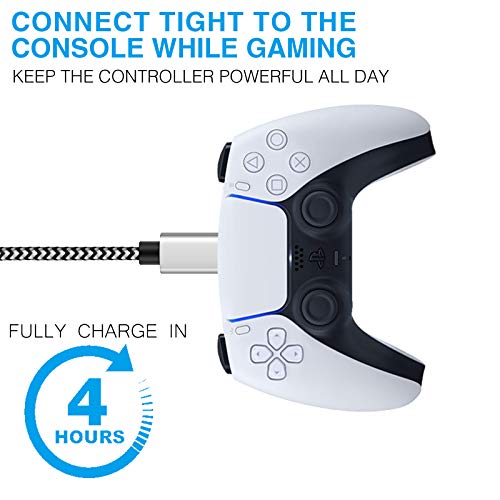 DEEGO PS5 Controller Charger Cable, 2 Pack 15ft Extra Long USB C Cable, Nylon Braided USB A to USB C Data Sync Charging Cord Compatible with Xbox Series X/S Controller, PS5 Dualsense Controller