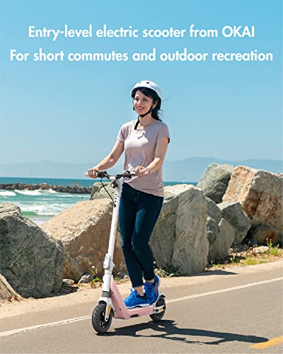OKAI ES50B Electric Scooter - 12.4 Miles Range & 15.5 MPH - Lightweight and Foldable E Kick Scooter for Kids, Teens & Adults(Pink)
