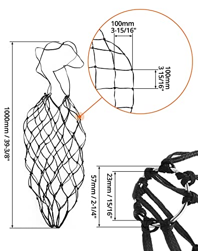 QWORK Horse Hay Net, 2 Pack 4" Hole Hay Feeders, 40" Slow Feeding Hay Nets with Metal Rings Equestrian Feeding Supplies Slow Down Feeding Speed