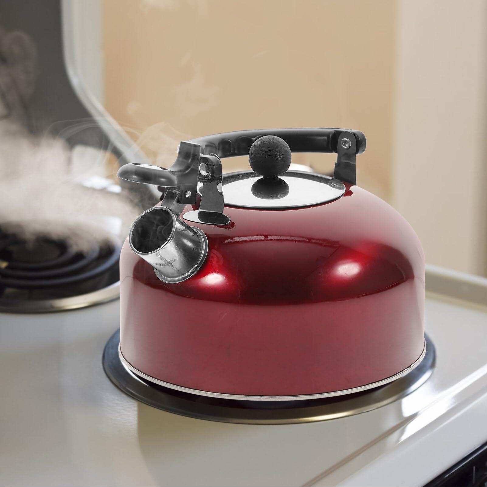 HEMOTON Tea Hemispherical Restaurant Whistling Anti- Coffee Large Red Boiled Stove Camping Espresso Handle Boil Black Kettle Small Boiling Electric with Wine Pot Household Machine Touch
