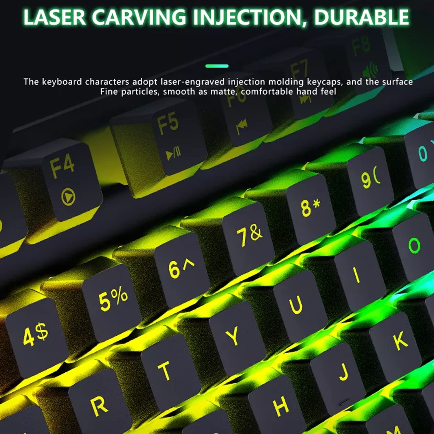 EXHNLE Wired Gaming Keyboard Mouse Combo LED Rainbow Backlit Gaming Keyboard RGB Gaming Mouse, USB Wired Backlit Keyboard (Color : Black)