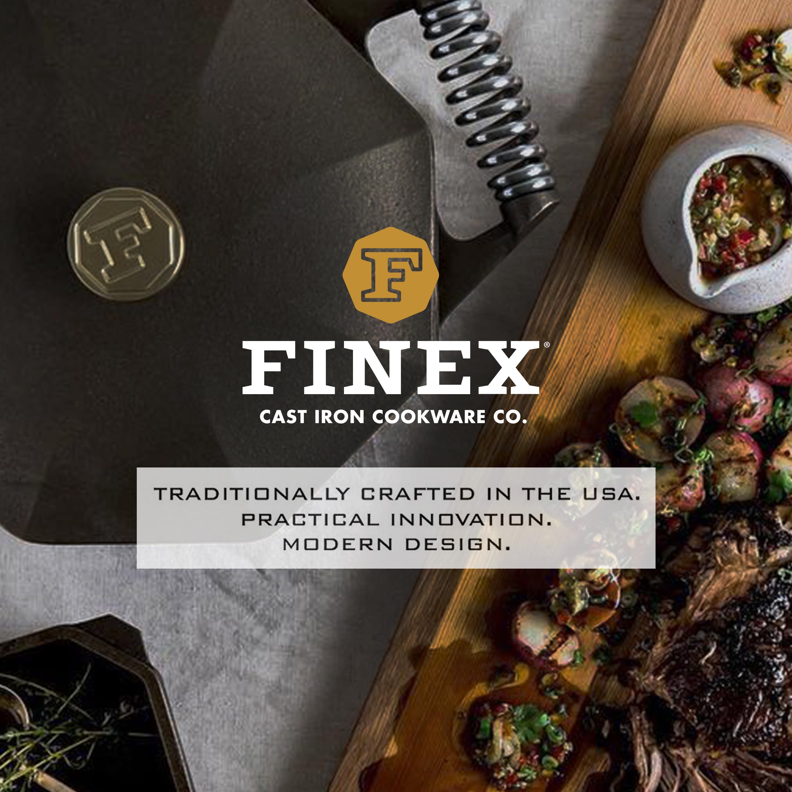 FINEX 15" Cast Iron Lean Grill Pan, Modern Heirloom, Handcrafted in the USA, Pre-seasoned with Organic Flaxseed Oil