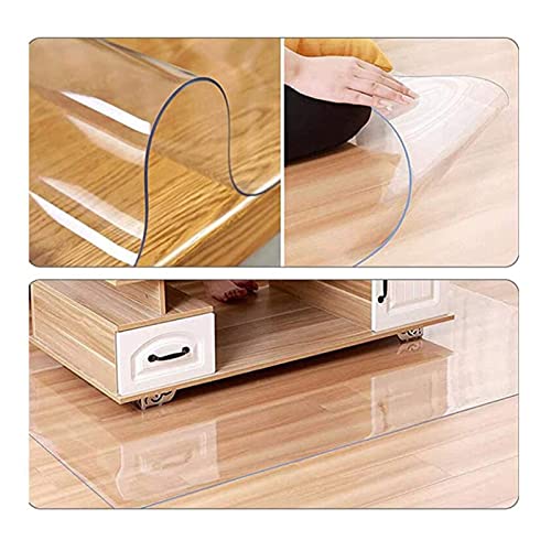Clear PVC Desk Chair Mat PVC Transparent Runner Mat for Kitchen Dining Room,2.0mm Thick,Hardwood Floors Protection Pad for Cycling Bike/Table/Desk/Chairs,40/50/60/70/80/90/100/120/140cm wide for Offic