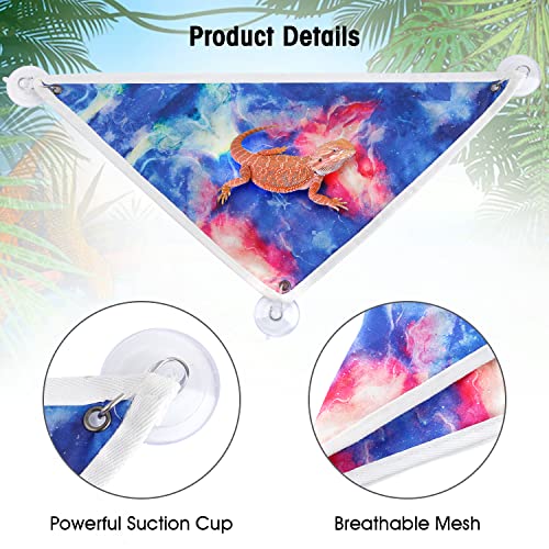Reptile Hammock Swing Hanging Bed, Lizards Hammocks, Bearded Dragon Lounger, Terrarium with Suction Cups Habitat Decor Hammock for Climbing Chameleon Hermit Crab Lizards Birds Gecko