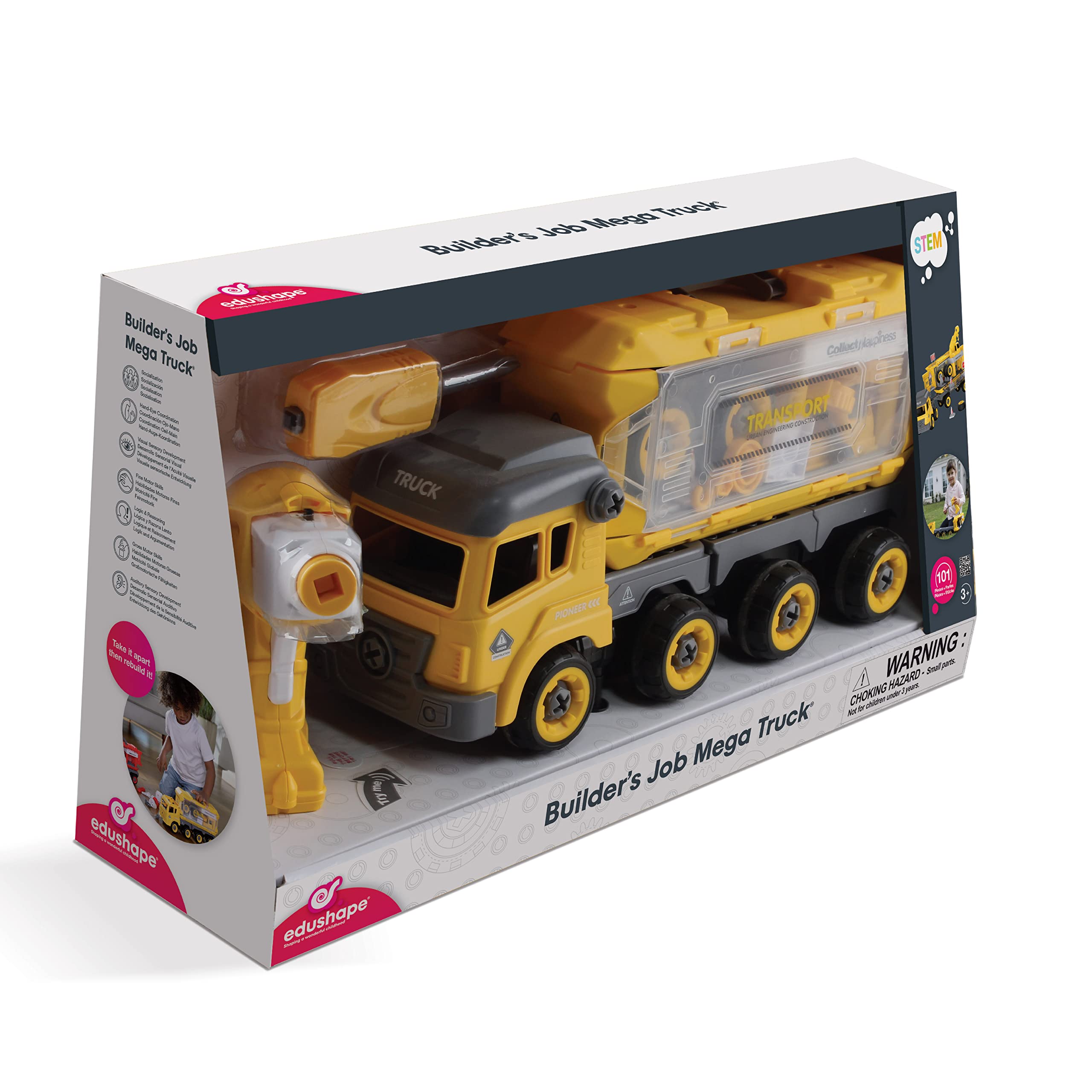 Edushape Fire Mega Truck Baby Toy - Remote-Controlled and Fit for DIY Re-Assembly - Enhance STEM and Creativity for Kids Aged 3 Years and Up