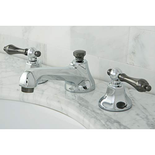 Kingston Brass NS4463AL Water Onyx Widespread Bathroom Faucet, Polished Chrome/Black Stainless Steel