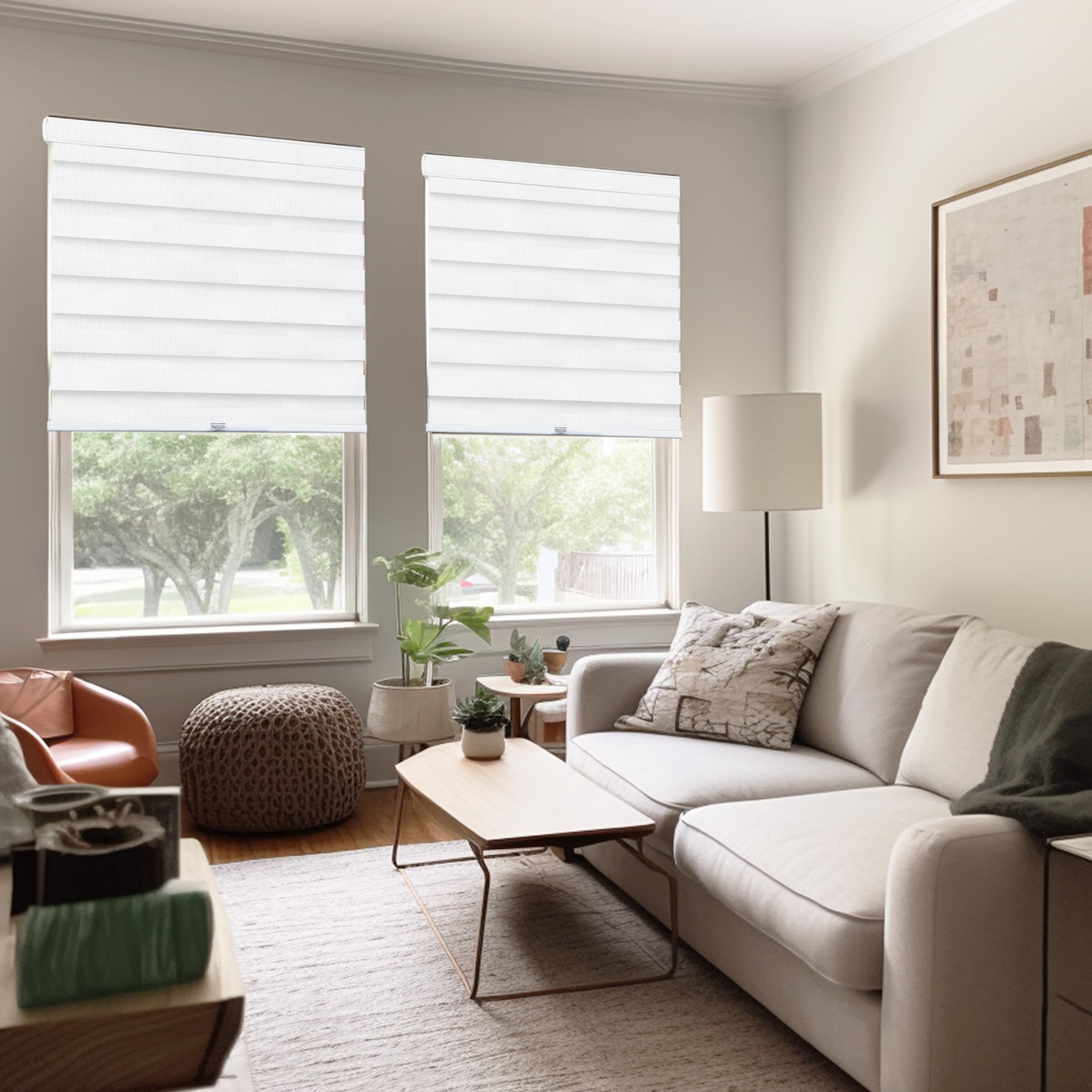 CHICOLOGY Zebra Blinds, Roller Window Shades, Blinds for Windows, Roller Shades for Windows, Window Shades for Home, Window Shades, Pull Down Shades for Windows, 22" W X 72" H, Basic Arctic