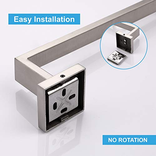 TASTOS Premium Stainless Steel Hand Towel Holder, Square Hand Towel Ring Heavy Duty Wall Mounted Modern Hand Towel Bar for Bathroom Kitchen, Brushed Nickel