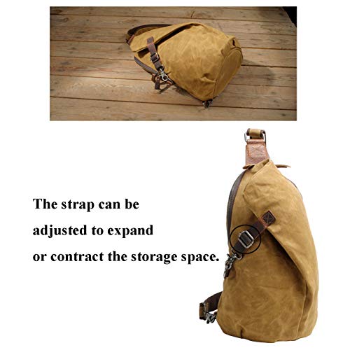 Waxed Sling Bag Crossbody Canvas Bag Waterproof Travel Chest Bags Single Shoulder Bag (Dark Grey)