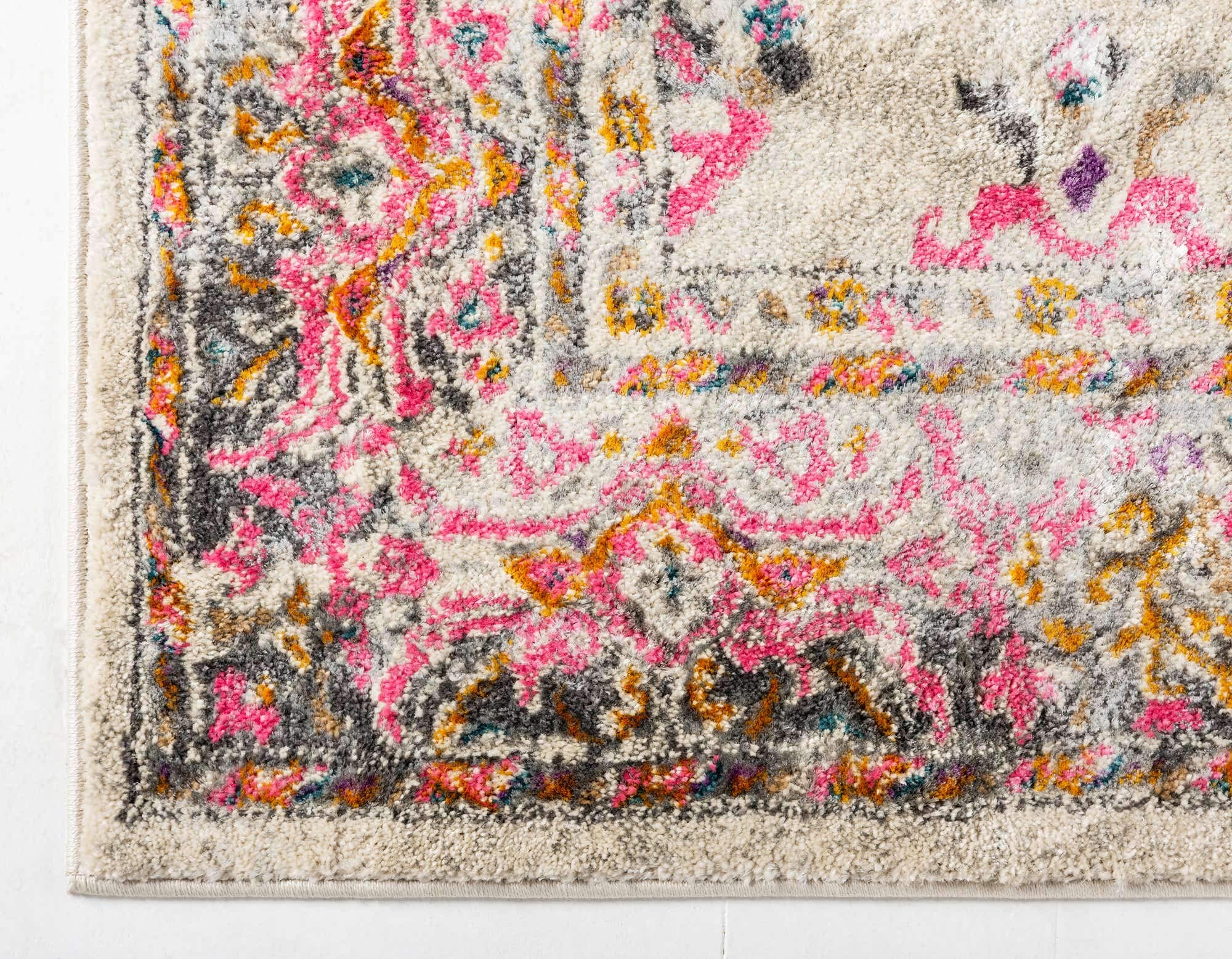 Unique Loom Aurora Collection Over-Dyed, Abstract, Botanical Southwestern, Transitional Area Rug, Rectangular 9' 0" x 12' 0", Beige/Pink