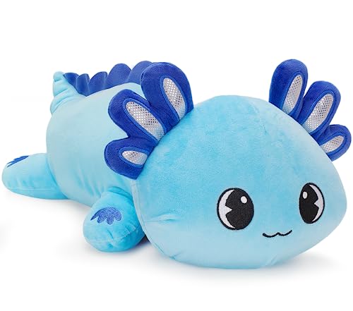 Officygnet Axolotl Plush, 13" Soft Stuffed Animal Plush Toy, Cute Axolotl Plush Pillow, Kawaii Plushies Dolls for Kids, Blue Axolotl Gift for Girls Boys