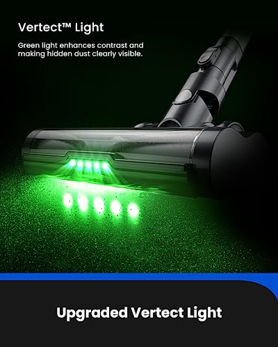Proscenic P12 Cordless Vacuum Cleaner, Vertect Light, Anti-Tangle Brush, Stick Vacuum with Touch Display, 33Kpa/120AW Cordless Vacuum, Max 60mins Runtime, Deep Clean for Pet Hair, Hard Floor & Carpets