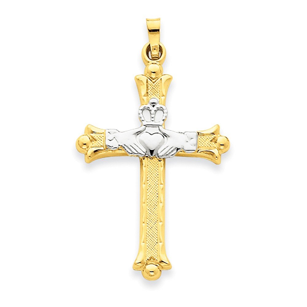 CoutureJewelers 14k Two-tone Claddagh Cross Pendant