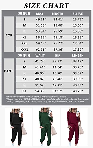 PRETTYGARDEN Women's 2023 Fall Two Piece Outfit Long Sleeve Crewneck Pullover Tops And Long Pants Tracksuit (Black,Small)
