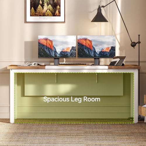 LITTLE TREE 63-inch L-Shaped Executive Computer Desk and File Cabinet, Office Desk with Drawers Filing Cabinet,Credenza Desk Set for Home Office