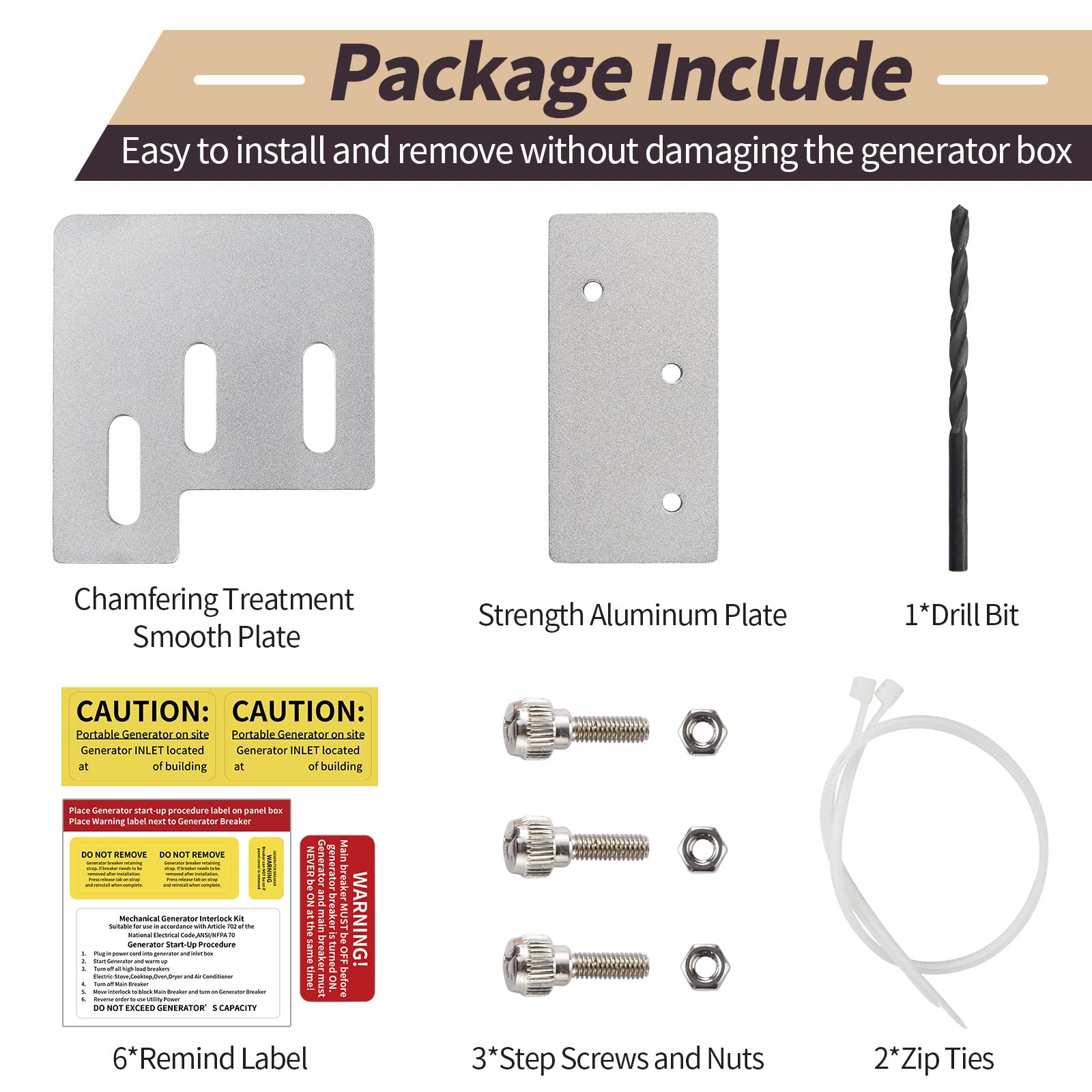 Generator Interlock Kit Compatible w/Square D QO & Homeline 150 or 200A Breaker Box, 1-3/8” Space on Main & Generator Circuit Panel, Safety Manual Lockout Transfer-Switch for Outdoor Portable Power