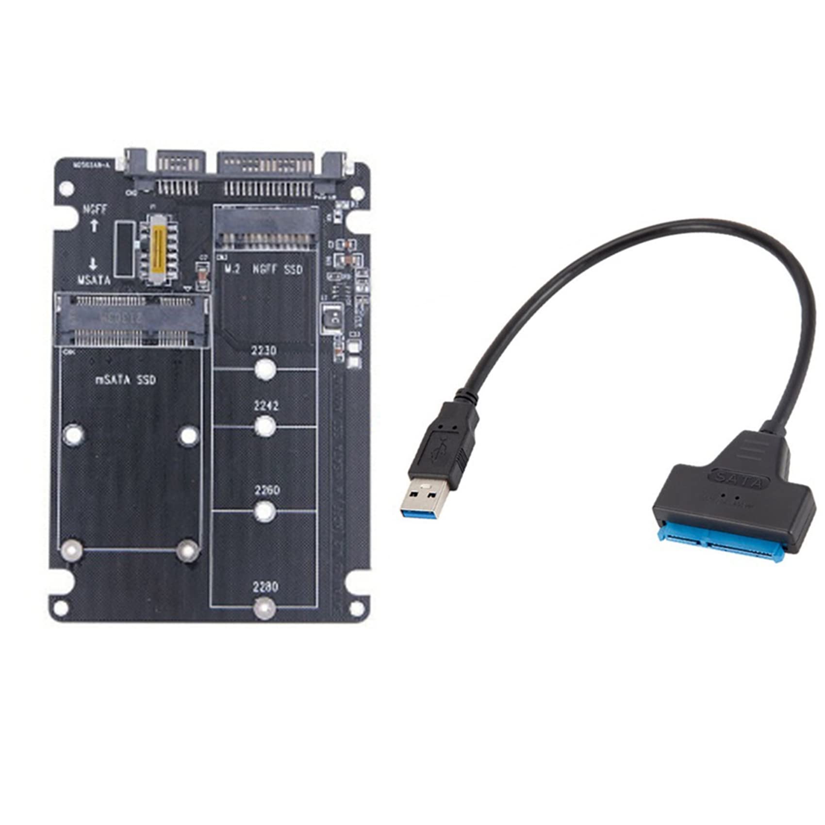 HICCYRODLY M.2 NGFF SSD to 3.0 Card MSATA SSD to 3.0 Riser Card 2 in 1 Card with USB3.0 Drive