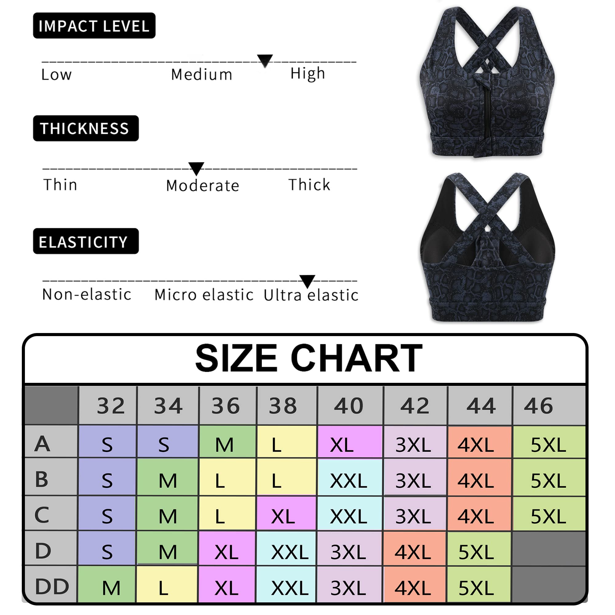 Cordaw Molded Cup Sports Bras Zipper in Front Workout Bra Medium Impact High Support Zip Running Bra Yoga Workout Top
