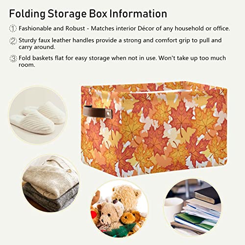 senya Thanksgiving Basket Fall Basket, Autumn Leaves Maple Leaf Foldable Fabric Collapsible Storage Bins Organizer Bag for Storage Toy Storage Pattern 12 One Size x1