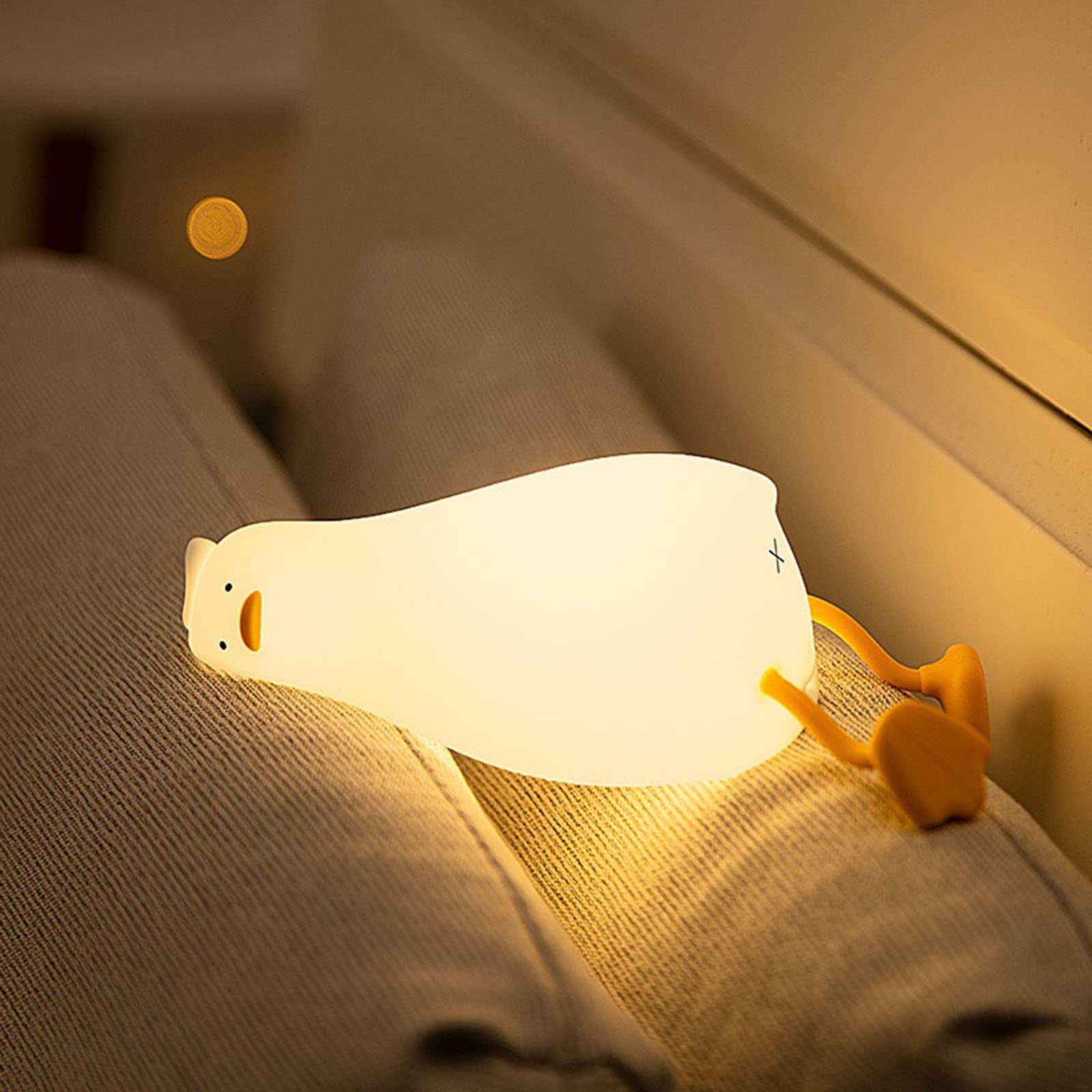 Cute Night Light Duck Lights Touch Nursery Lamp Baby Silicone Nightlight Funny Lamps for Kids Bedroom Bedside