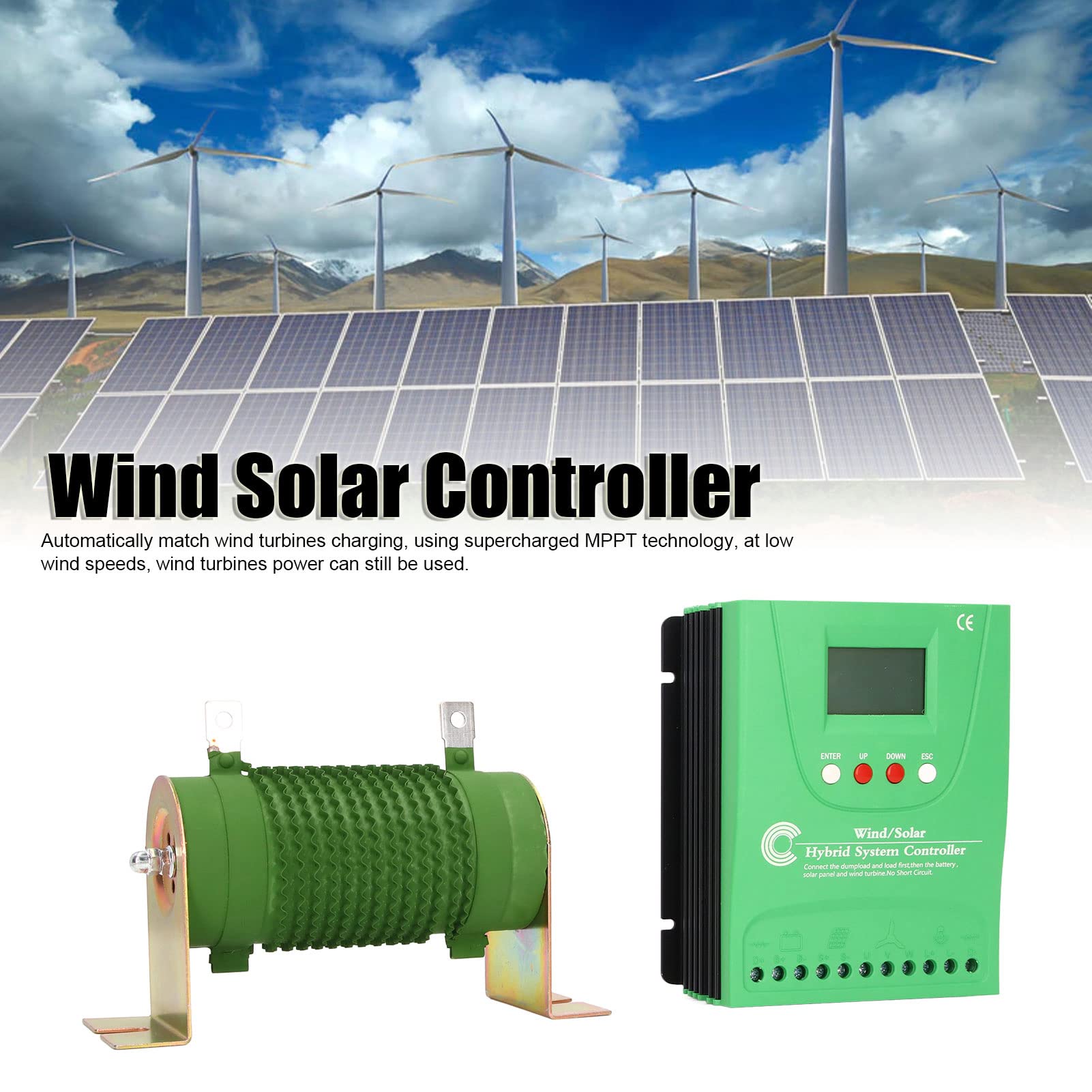 FOUF 2800W Wind Solar Hybrid Charge Controller, Auto 24V/48V Battery MPPT Hybrid Wind Solar Controller with LCD Display and Free Dump Load Accurate, 1600W Wind and 1200W Solar Panel(GPI48280)