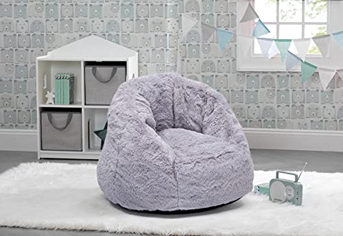 Delta Children Cozee Fluffy Chair, Toddler Size (for Kids Up to 6 Years Old), Grey