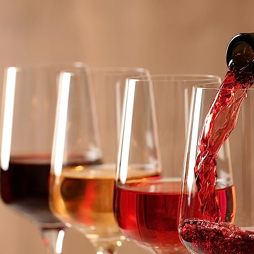 White and Red Wine Glasses - Premium Classic 10 oz Wine Glasses Set for Hosting Various Parties & Occasions - Dishwasher-Friendly Clear Stemmed Wine Glasses - PARNOO White & Red Wine Glasses Set of 6