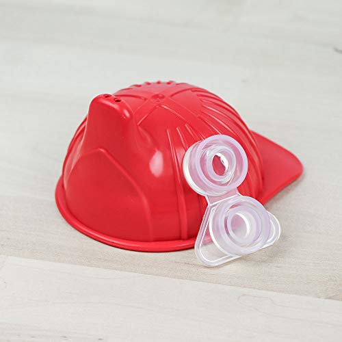 Re Play Made in USA 2pk Toddler Feeding No Spill Sippy Cups | 1 Piece Silicone Easy Clean Valve | Eco Friendly Heavyweight Recycled Milk Jugs - Virtually Indestructible | Specialty Fireman Helmet Lid