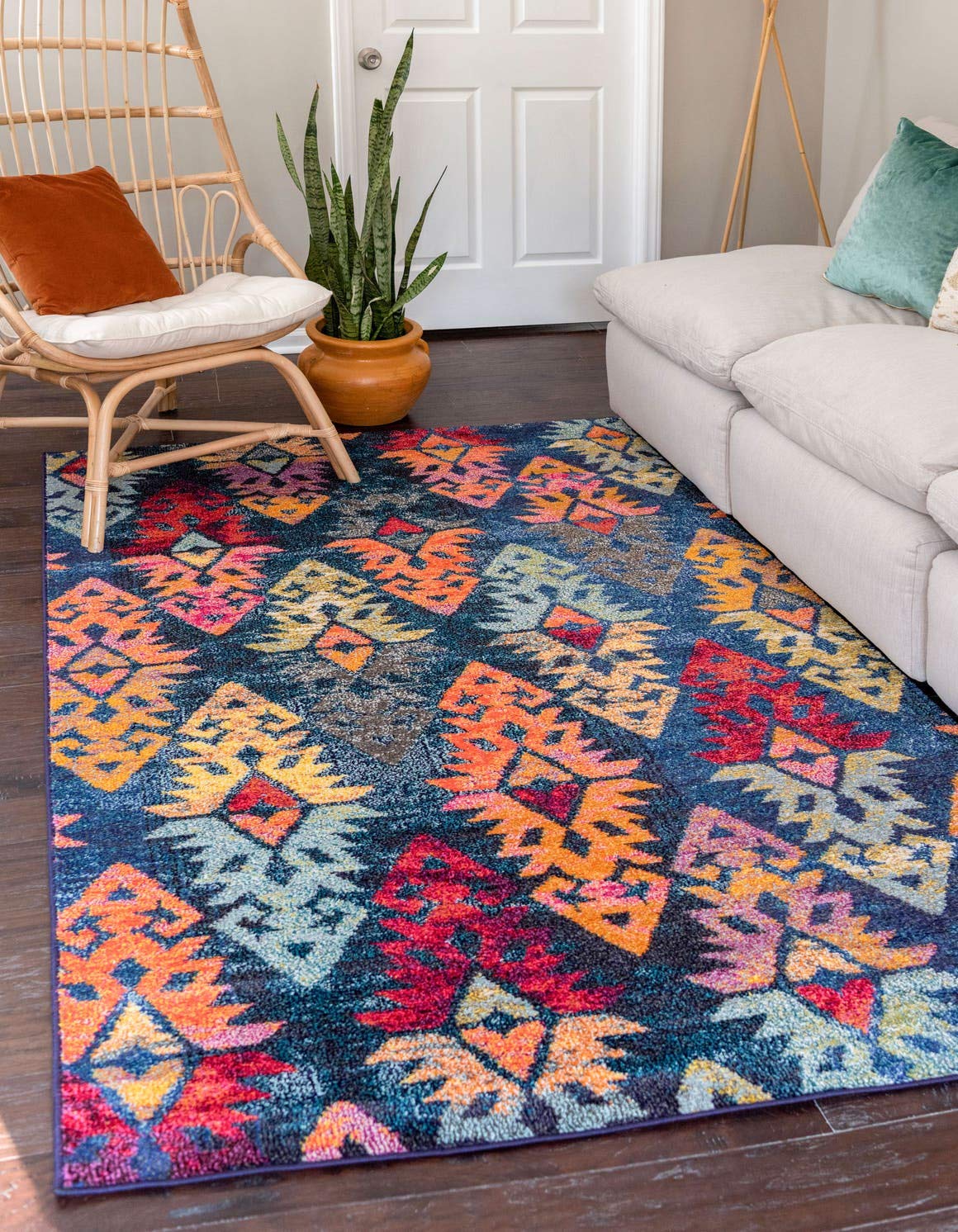 Unique Loom Sedona Collection Southwestern, Over-Dyed, Modern, Pattern, Tribal, Abstract Area Rug, 4' 0" x 6' 0", Navy Blue/Gray