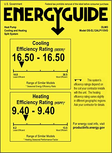 OLMO Alpic 12,000 BTU, 110/120V, 17.4 SEER2, Pre-charged Ductless Mini Split Air Conditioner with Heat Pump Including 16ft Installation Kit