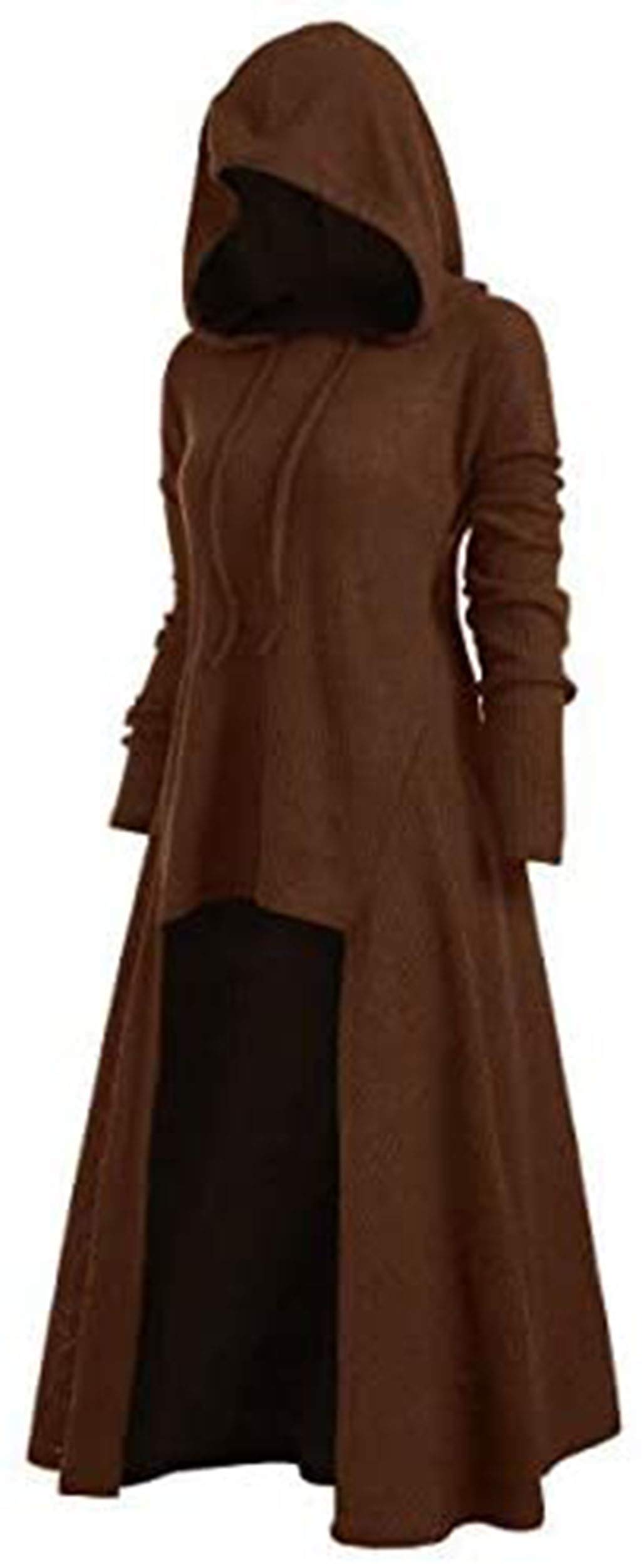 CNSTORE Women Pullover Sweater Hooded High Low Drop Shoulder Longline Gothic Drawstring Cardigan Halloween