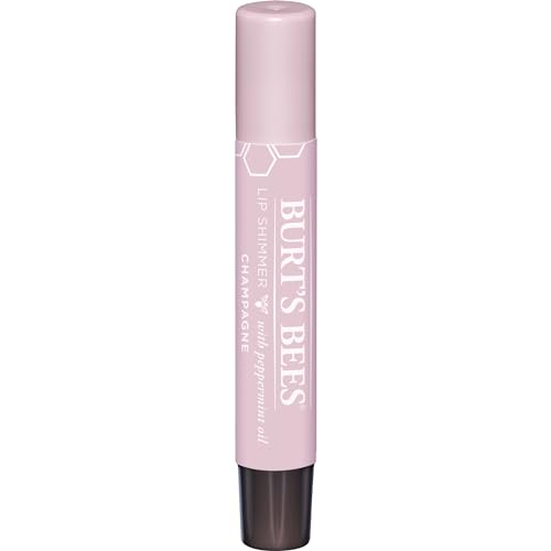 Burt's Bees Shimmer Lip Tint Set, Tinted Lip Balm Stick, Moisturizing for All Day Hydration with Natural Origin Glowy Pigmented Finish & Buildable Color, Champagne (4-Pack)