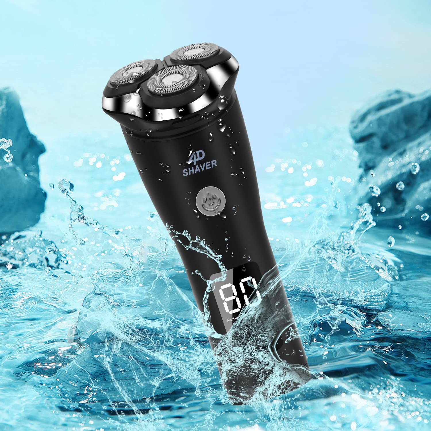 HIENA PRO Electric Rotary Shavers for Men Cordless Rechargeable Beard Shaver, Black Waterproof Electric Razor with Led Display for Dry and Wet (Black)