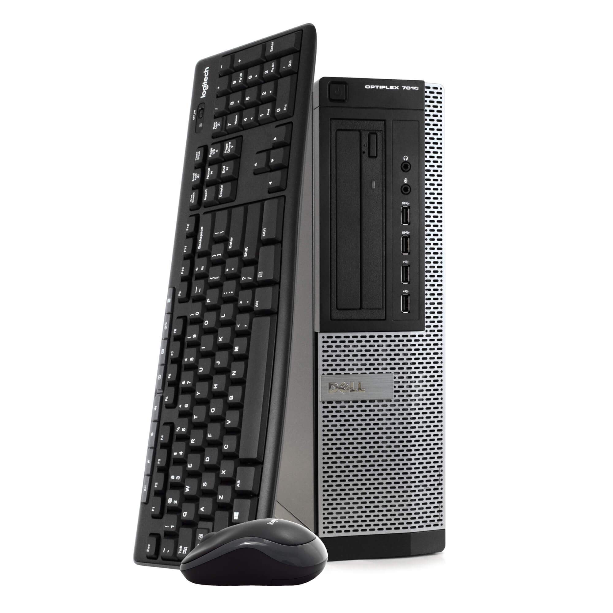 Dell 7010 PC Desktop Computer - Intel i5, 8GB, 256GB SSD, Windows 10, Microsoft Office 365 Personal, 23.6-inch FHD V7 LED Monitor, Wireless Keyboard & Mouse, 16GB USB Flash Drive, WiFi (Renewed)