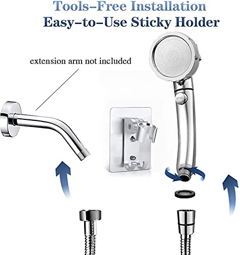 Handheld Shower Heads with Hose and Holder, High Pressure Shower Head with 3 Spray Settings and On/Off Switch Detachable Shower - (3-kit)