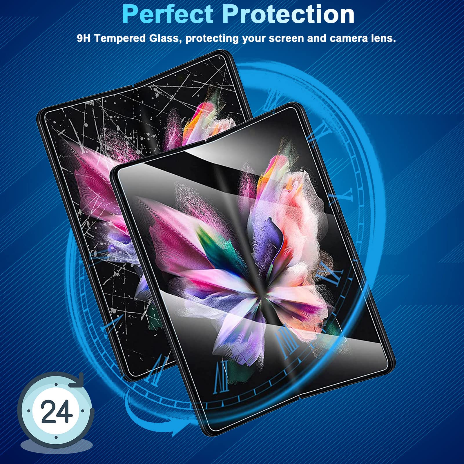 CWQZGUF [1Set 3PCS] Galaxy Z Fold 3 Screen Protector, Inside TPU Film + Full Covered Outer + Back Cover Protector, High Clarity, Anti-Shatter, Bubble Free for Samsung 5G Protector
