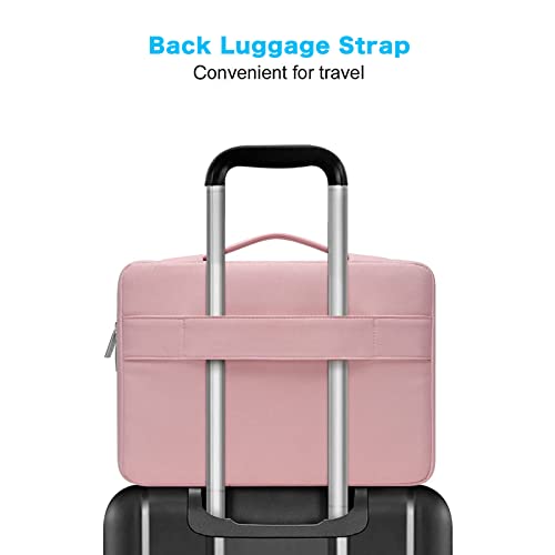 MOSISO 360 Protective Laptop Sleeve Compatible with MacBook Air/Pro, 13-13.3 inch Notebook, Compatible with MacBook Pro 14 2023-2021 A2779 M2 A2442 M1, Horizontal Bag with Belt&Right Pocket, Pink