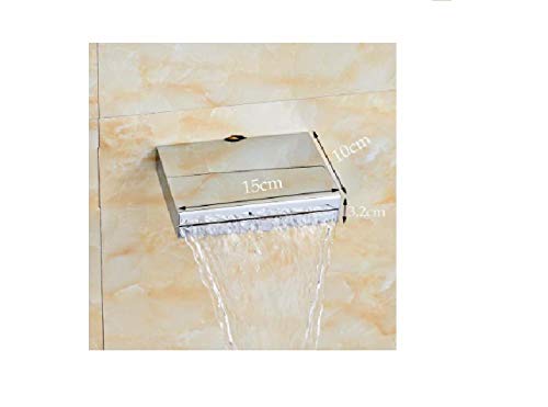GTFDXJ Brass Tap Basin Sink Chrome Finished Bathroom Wall Mout Basin Widespread Dual Handle Waterfall Bath Spout Mixer Taps-B