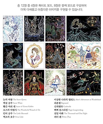 Wisdom garden Stylejosun My Fairy Tale in Scratch Book Classic Fairy Tale 12 with Beautiful Pictures Healing Art for Adults