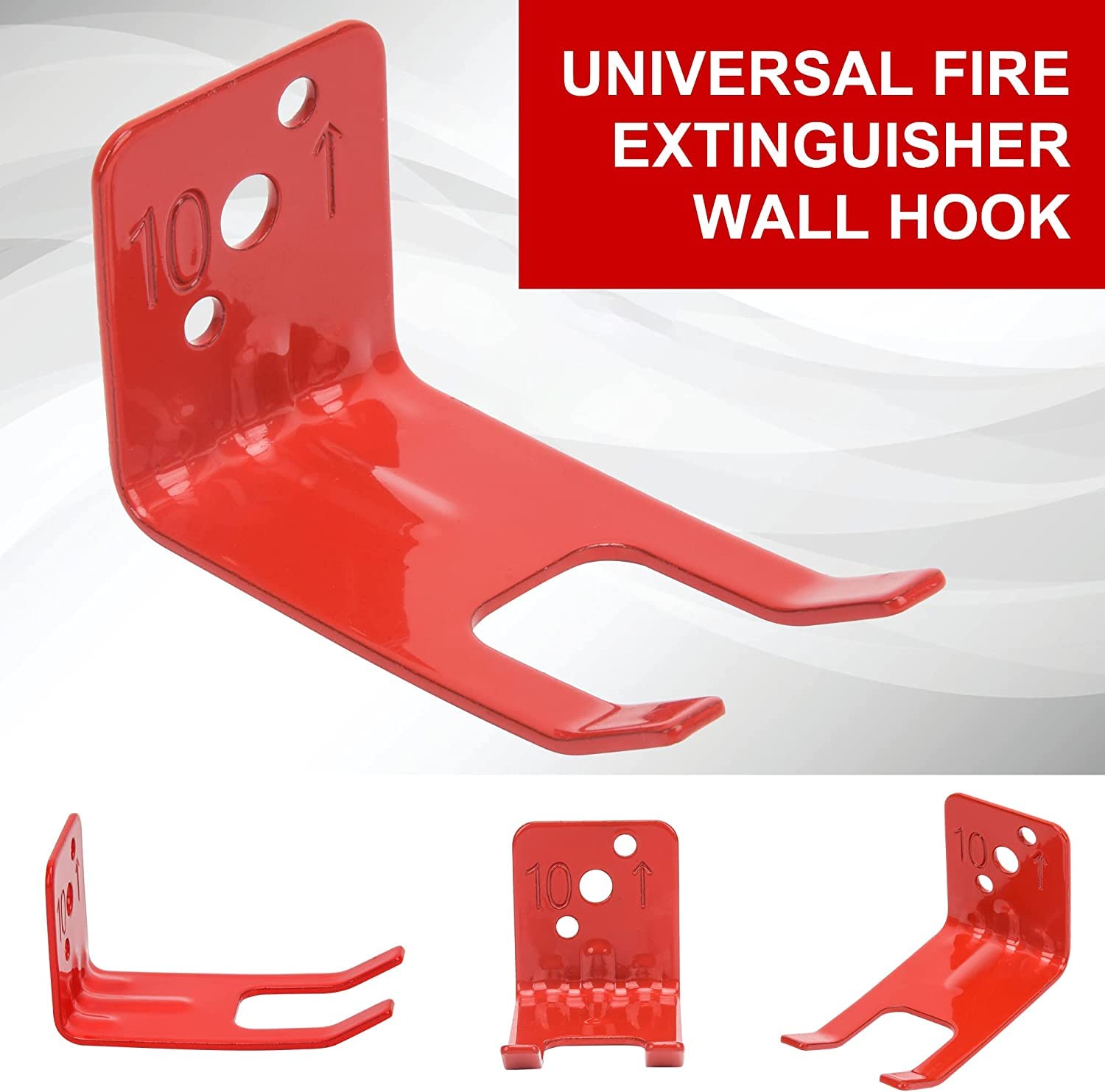 Fire Extinguisher Bracket, Fork Style Hanger for Fire Extinguishers Neck Under 1.1 inch, Wall Hook Bracket with Valve Body Slots, for 5lb-15lb Dry and Water Extinguishers (Red, 4 Pack)