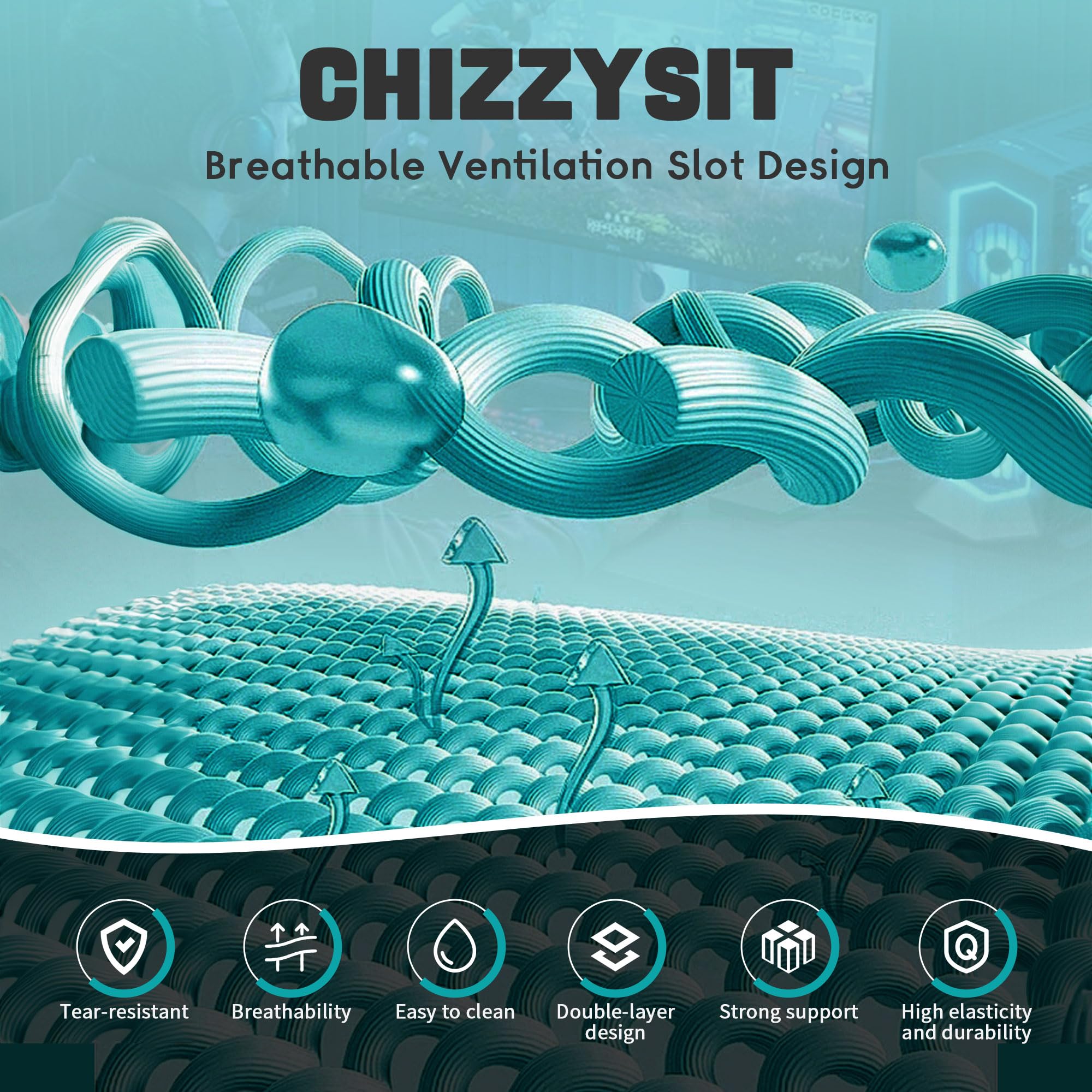 chizzysit Mesh Office Chair Gaming Chairs for Adults,Ergonomic Office Chair with Adjustable Headrest, 3D Armrest and Lumbar Support,High Back Computer Desk Chair with Wheels