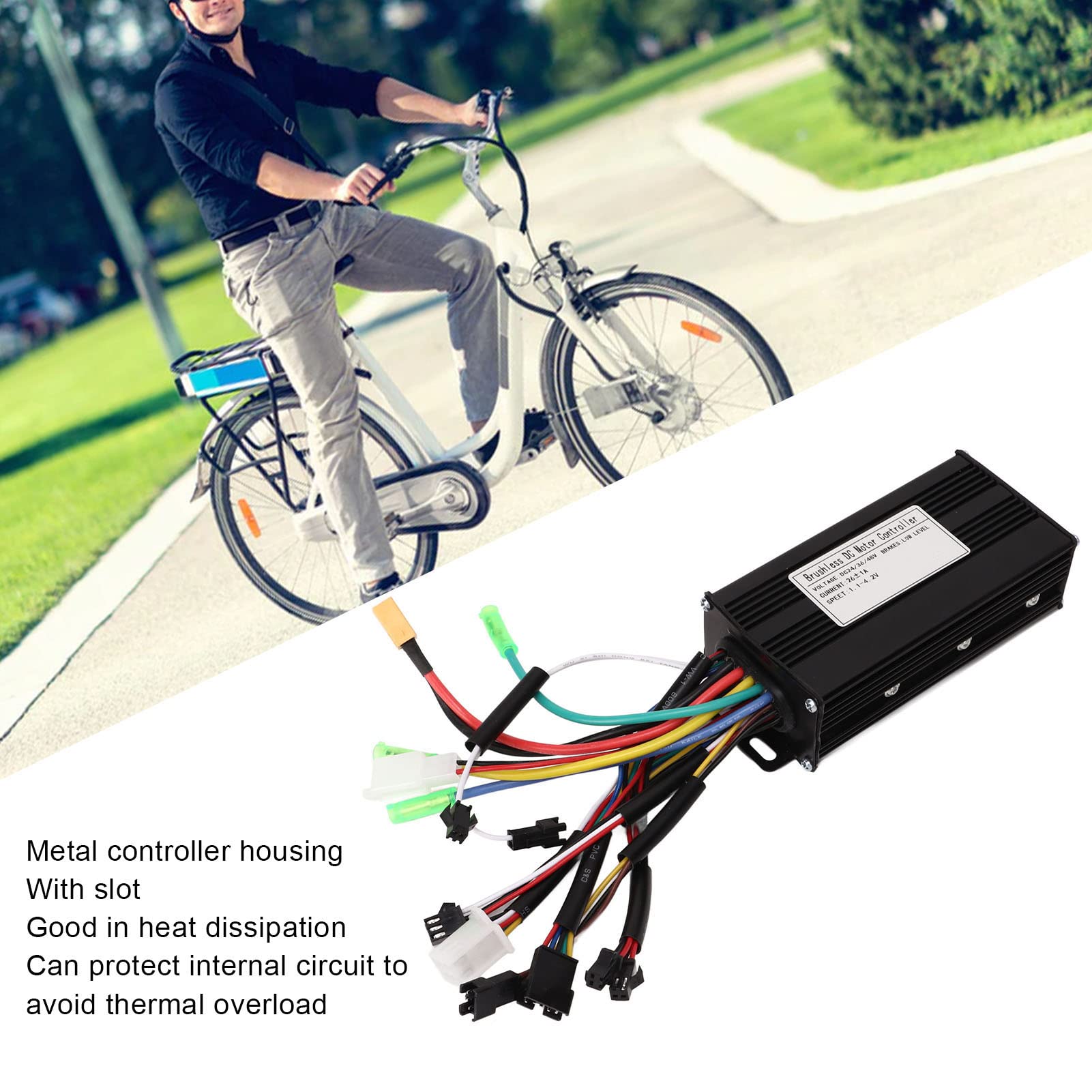 Electric Bike Motor Controller Kit, Electric Motor Controller Good Heat Dissipation LCD Meter 500W 750W 24V 36V 48V for Cyclists for DIY