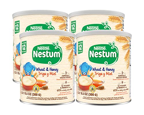 Nestle Nestum Infant Cereal, Wheat & Honey, Made for 12 Months & Up, 10.6 Ounce Canister (Pack of 4)