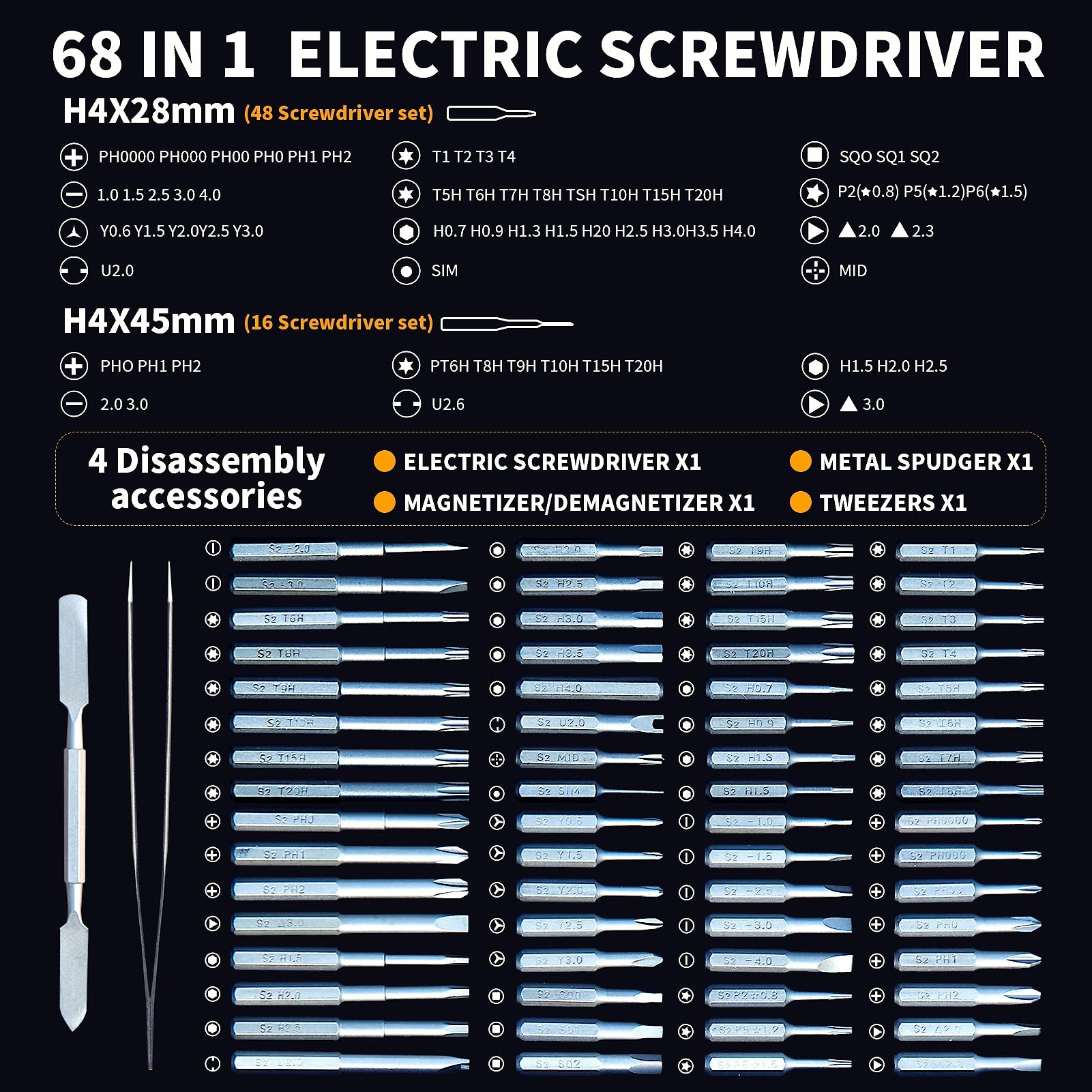 JFHH Electric Screwdriver Power Screwdriver 68 in 1 Electric Screwdriver Mini Electric Screwdriver Precision Screwdriver Cordless Repair Tool,Repair Tool Set for Phone Camera Laptop Wat