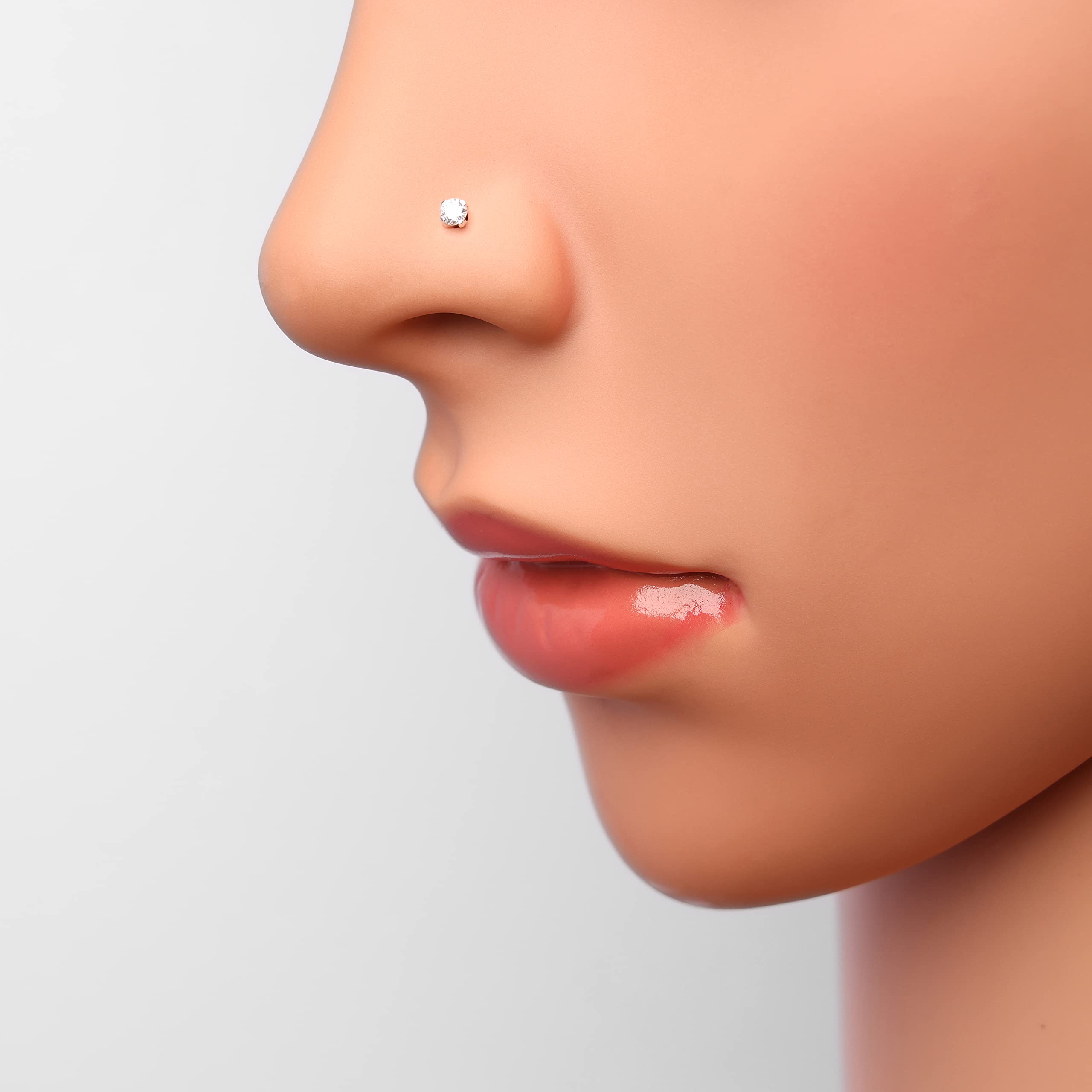 Demira Jewels Elegant 0.06 ct Diamond Nose Stud in 14K White Gold - Internally Threaded Screw Back, HI Color, Versatile Nose Pin, Lip Labret, Monroe Ring.