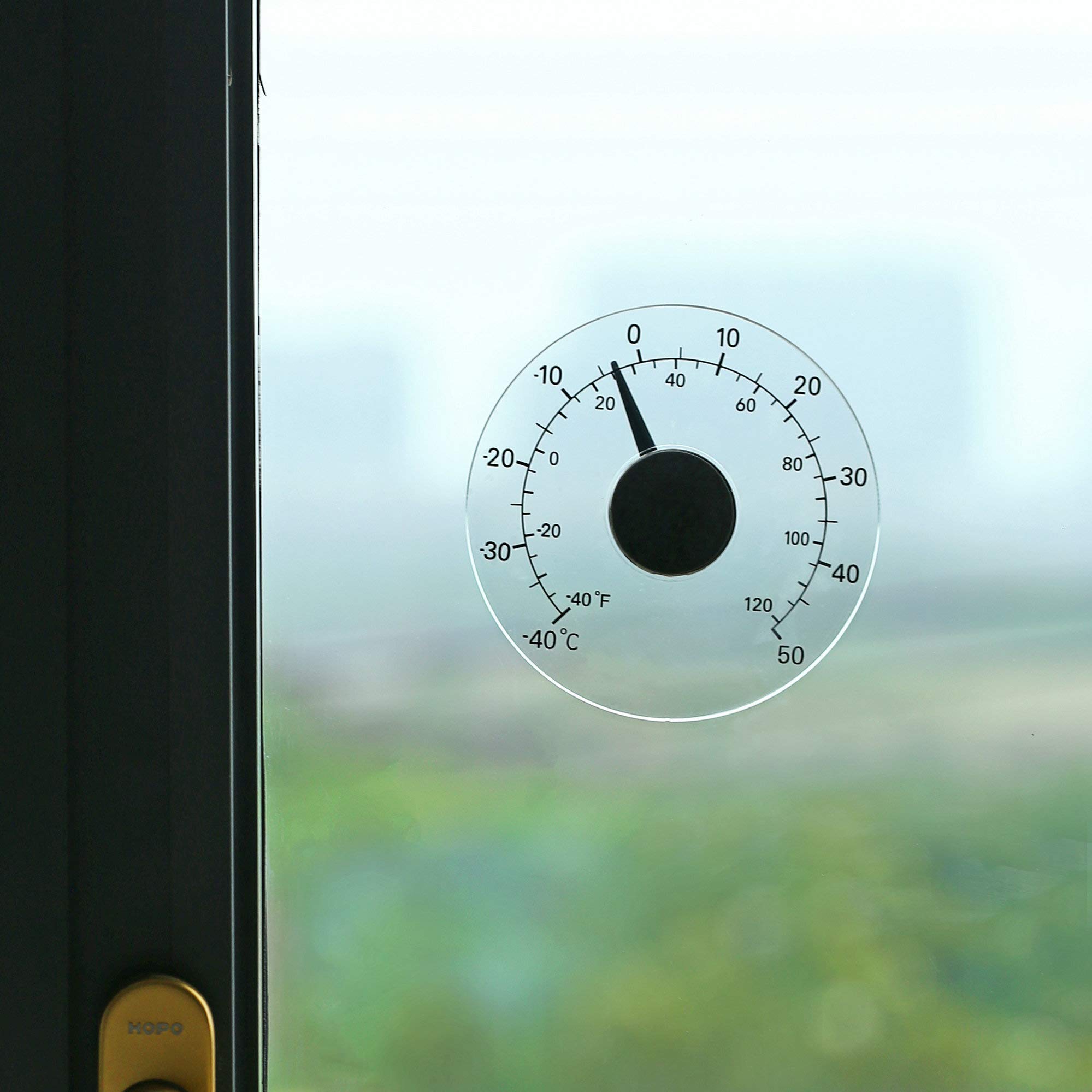 GuDoQi Indoor Outdoor Window Thermometer, No Battery Required, Transparent Dial, Weather Thermometer, Accurate Readings for Home, Office, Patio