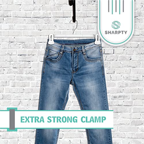Sharpty Pant & Skirt Hangers - Closet Hangers for Shorts, Shirts, Jeans, Dresses, Slacks, Coats, Clothes, Clothing, Garments & More - Durable, Space Saving & Non-Slip, White - 10 Pack