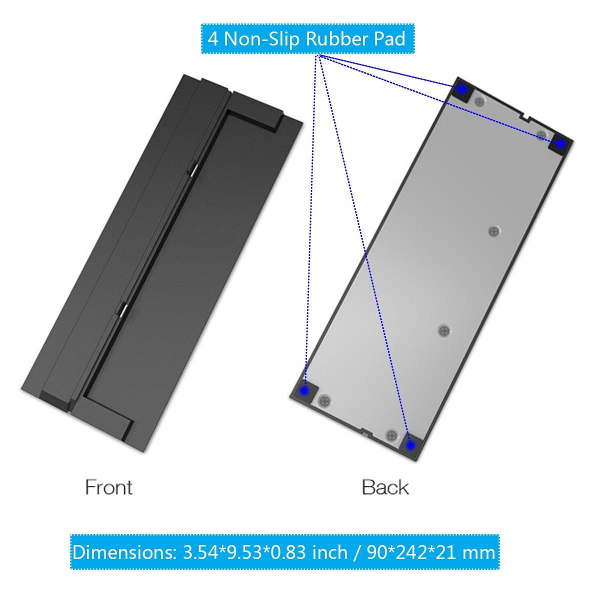 Whiteoak Vertical Stand for Xbox One X with ABS Platic Front + Metal Bottom Plate & 4X Non-Slip Rubber Pad(Metal Bottom Plate)